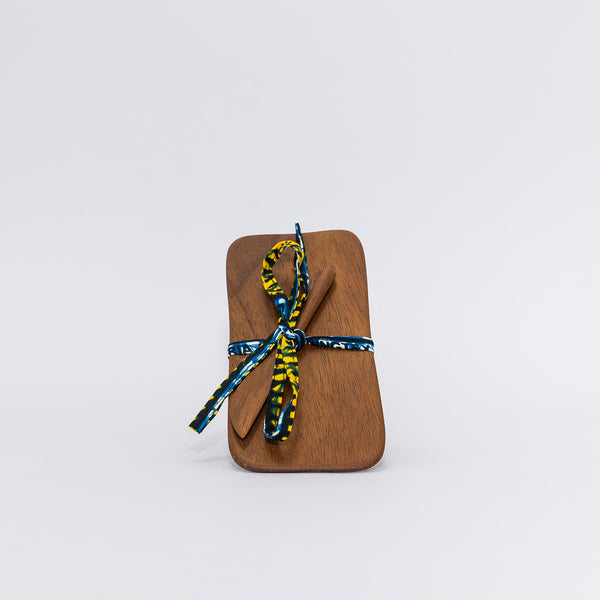 mugavu wood cheese board & knife set - one little world